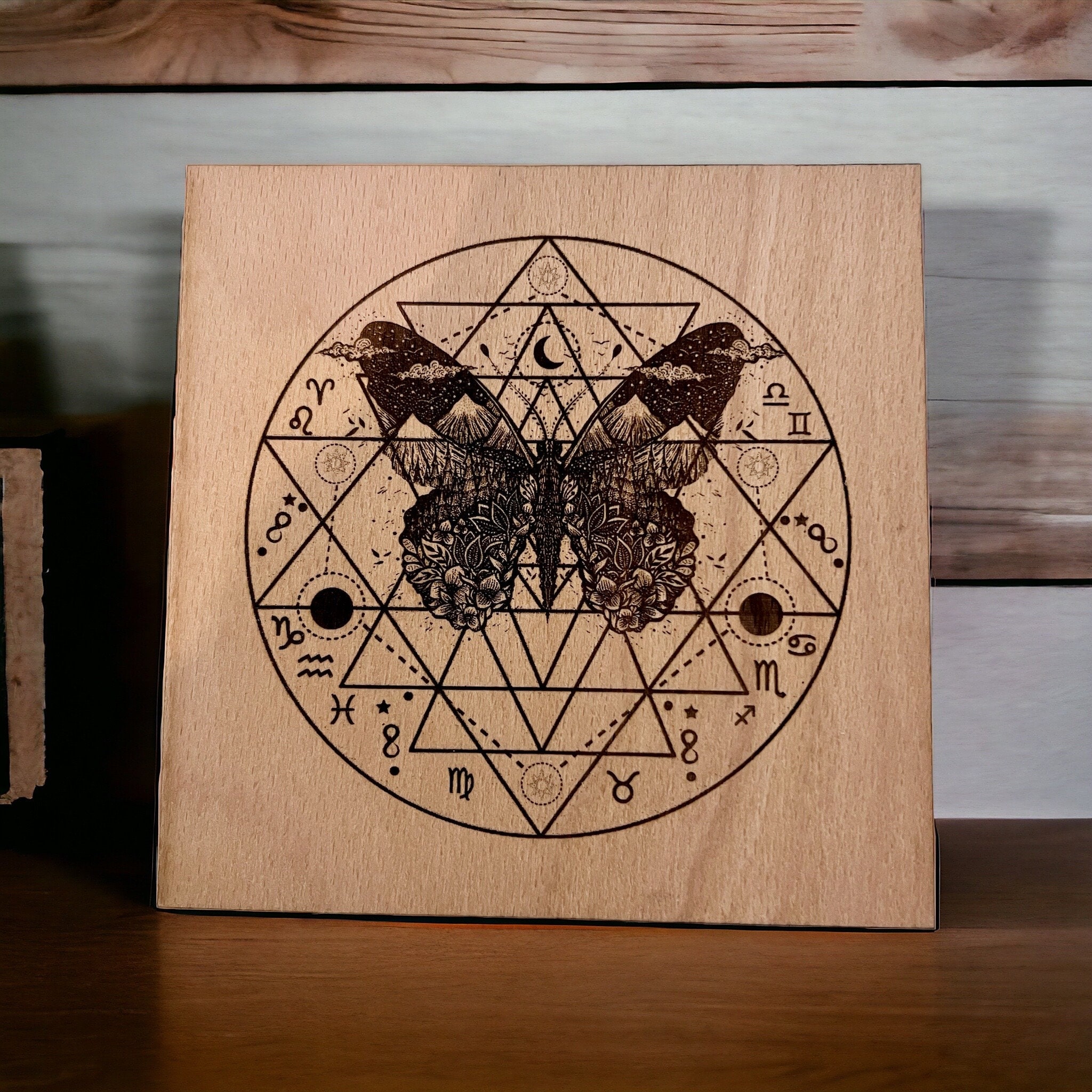 Decorative Engraving Sri Yantra Astral Spiritual Butterfly Without ...