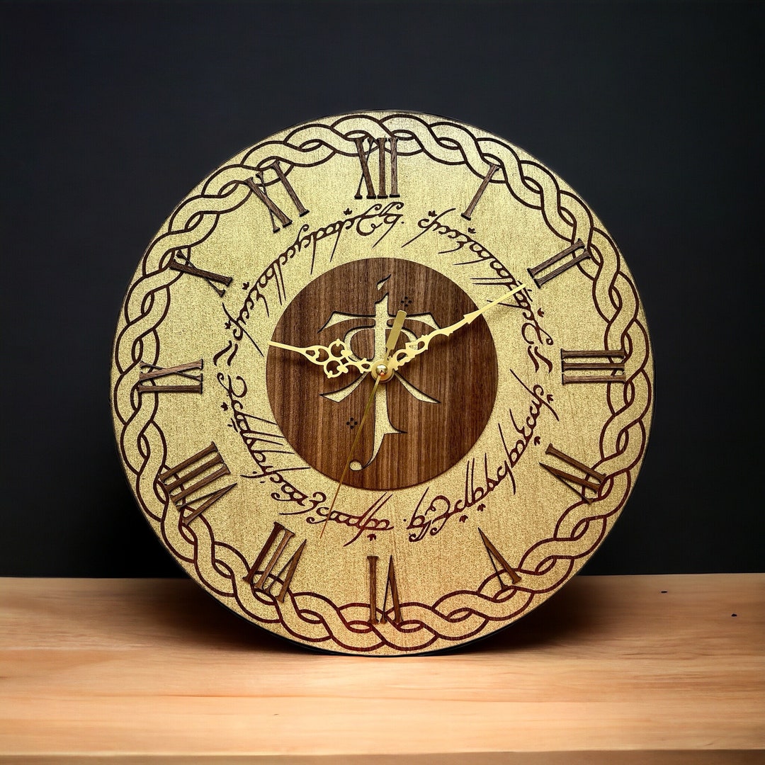 Tolkien Wall Clock in Wood Elven Art LOTR the Hobbit Interior ...