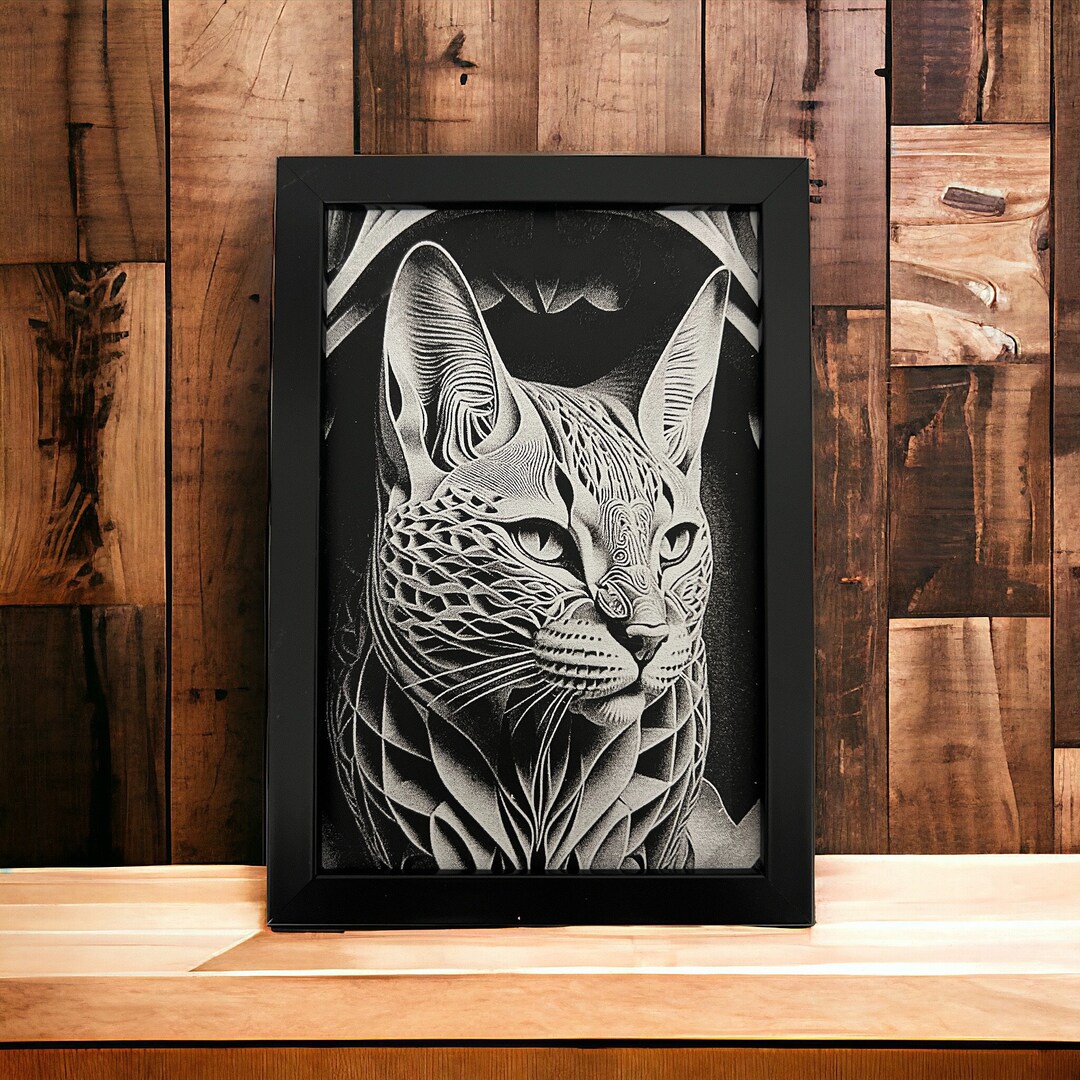 Cadre tableau décoratif gravure sur MDF peint chat baroque - Etsy France