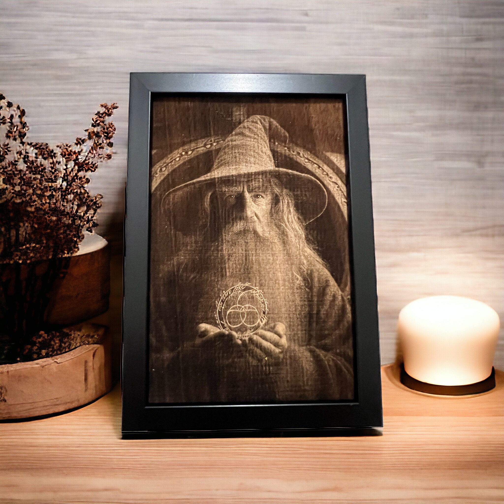 Table Engraving Gandalf Tolkien Symbol the Lord of the Rings in Beech ...