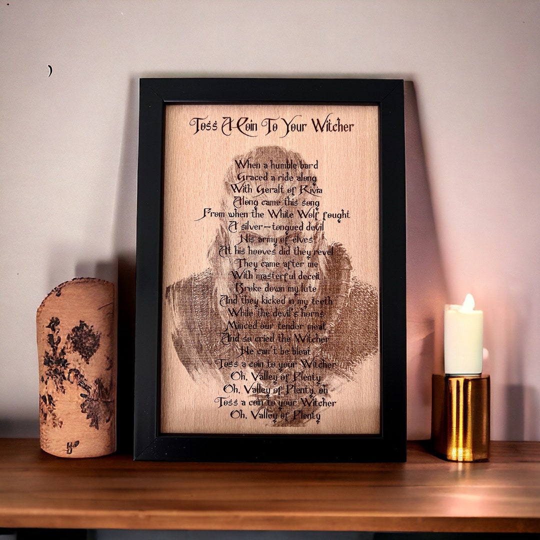 Table Engraving the Witcher in Beech Wood Gift for Fans Toss a Coin to ...
