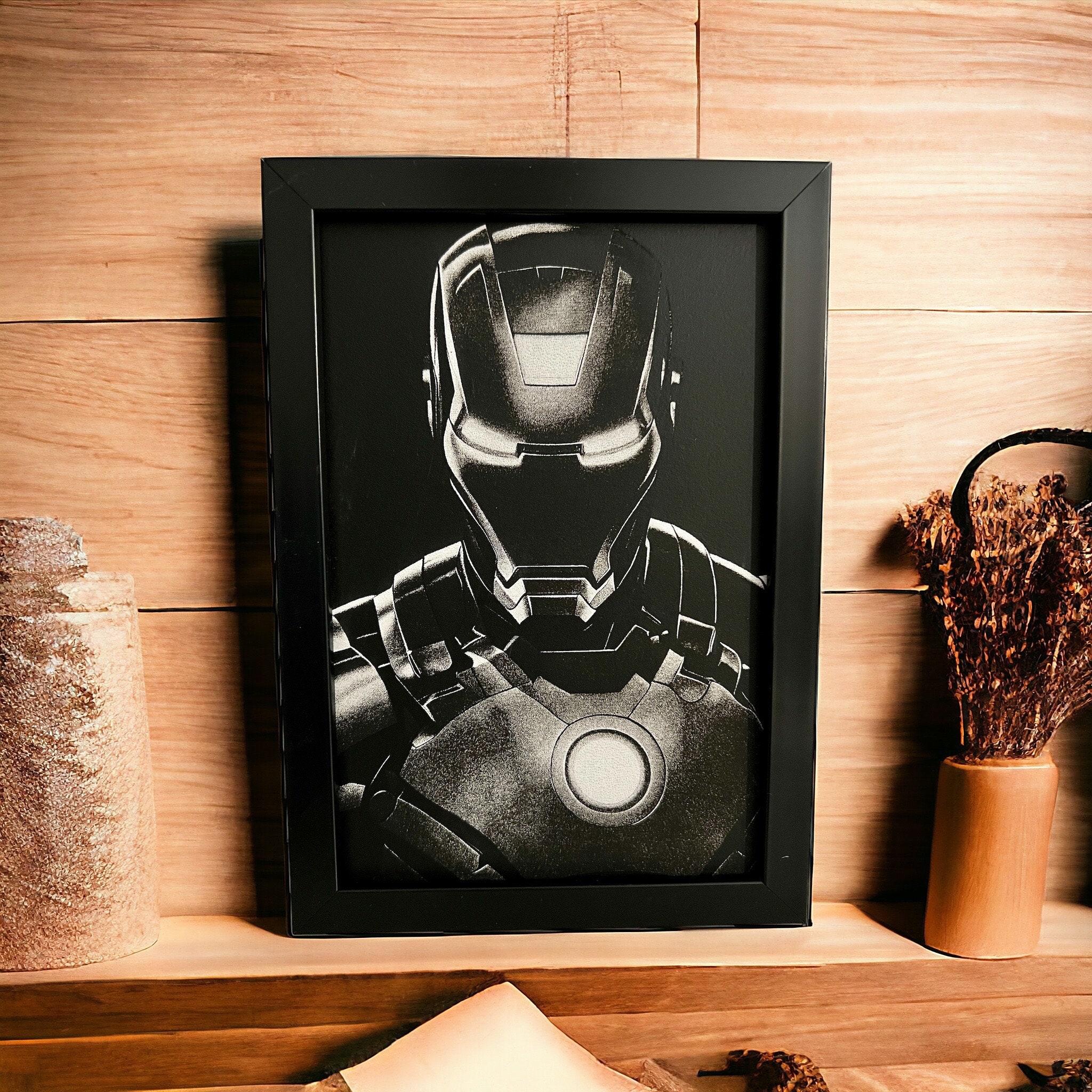 Decorative Picture Frame Iron-man Engraving on Painted MDF Inspired by ...