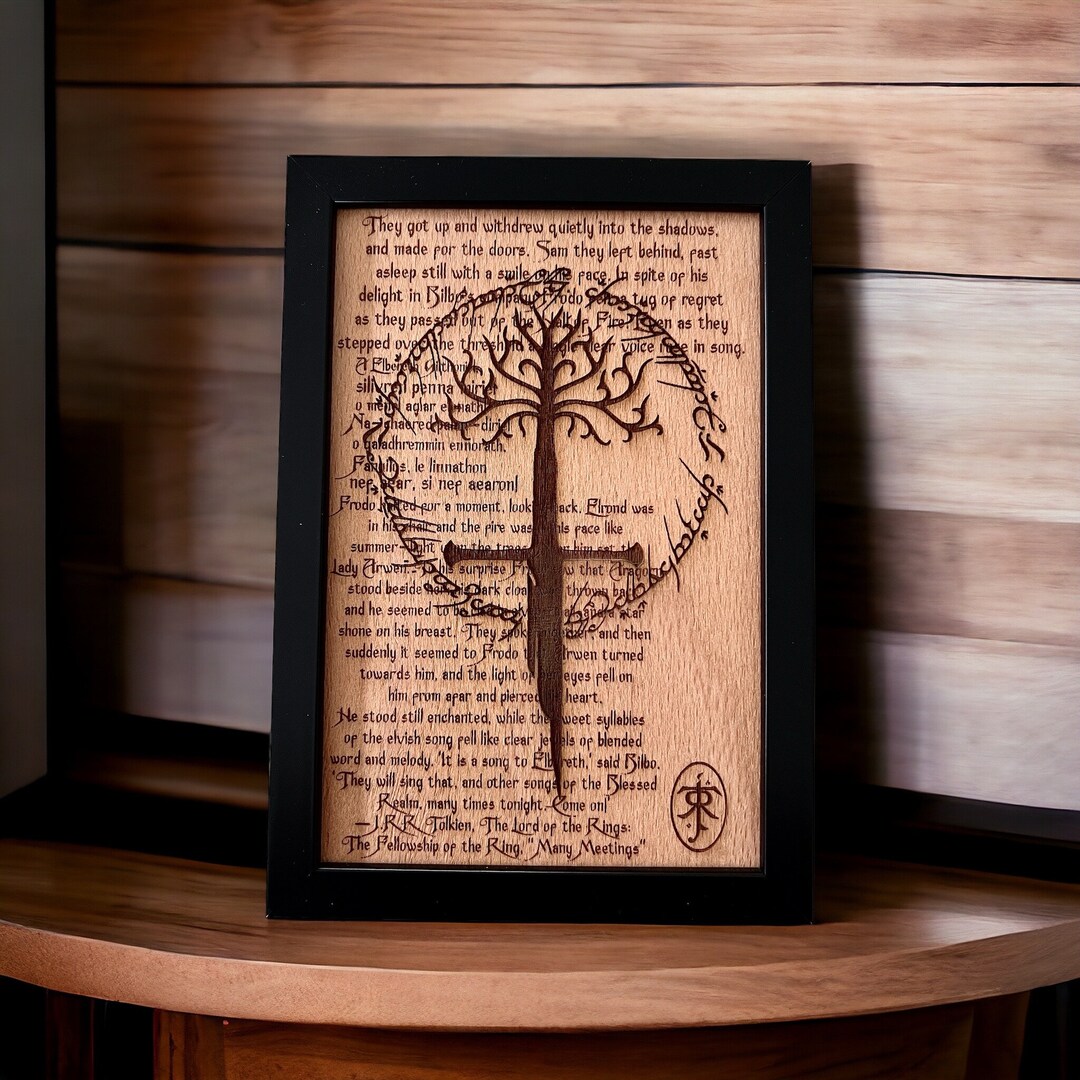 Lord of the Ring Beech Laser Engraved Book Extract LOTR Tolkien Frame ...