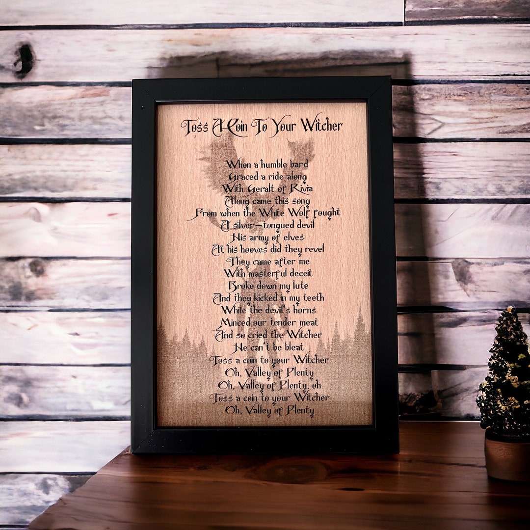 Table Engraving the Witcher in Beech Wood Gift for Fans Toss a Coin to ...