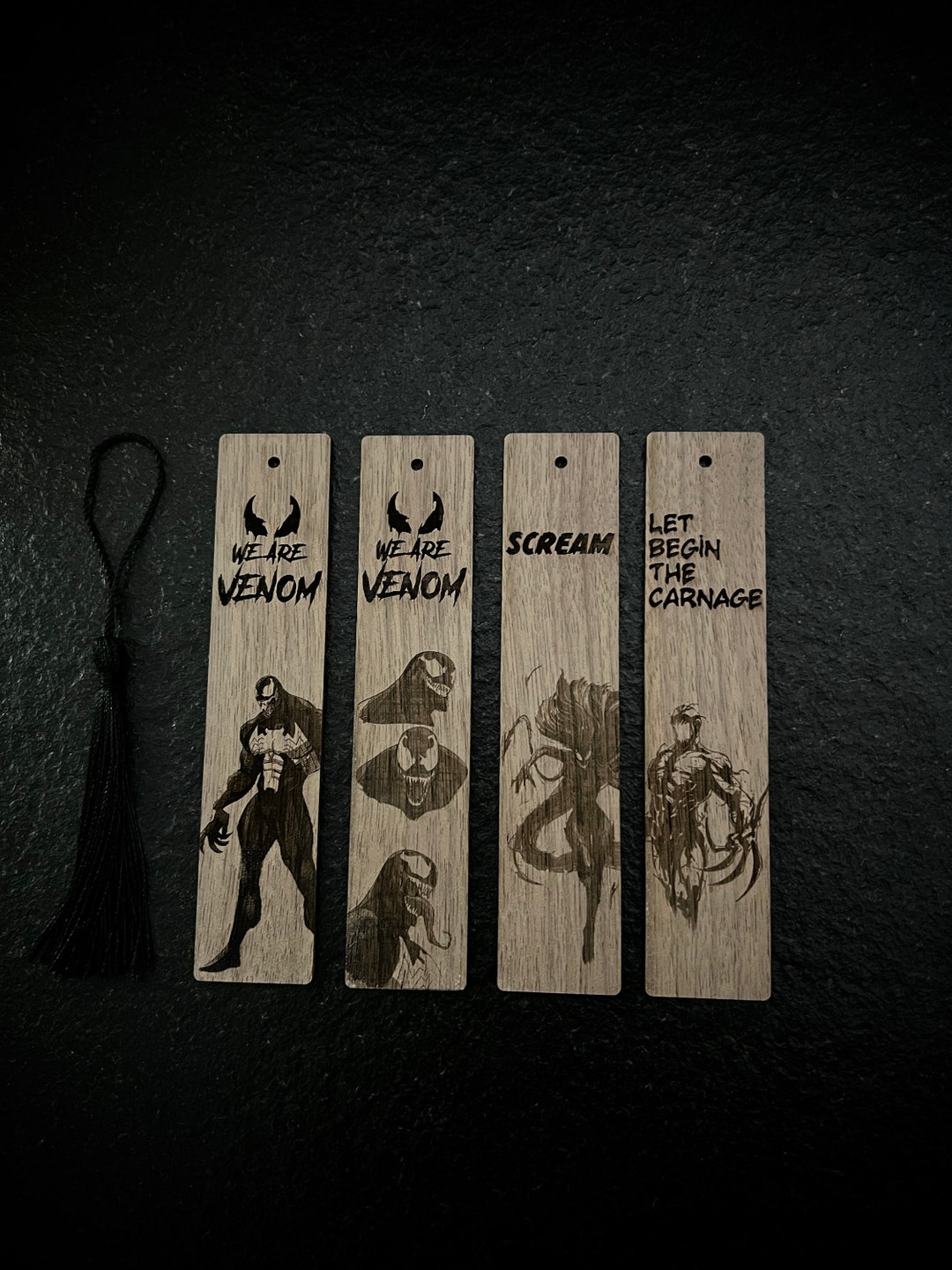 Venom Bookmark Inspired by the Marvel Universe in Walnut Wood - Etsy
