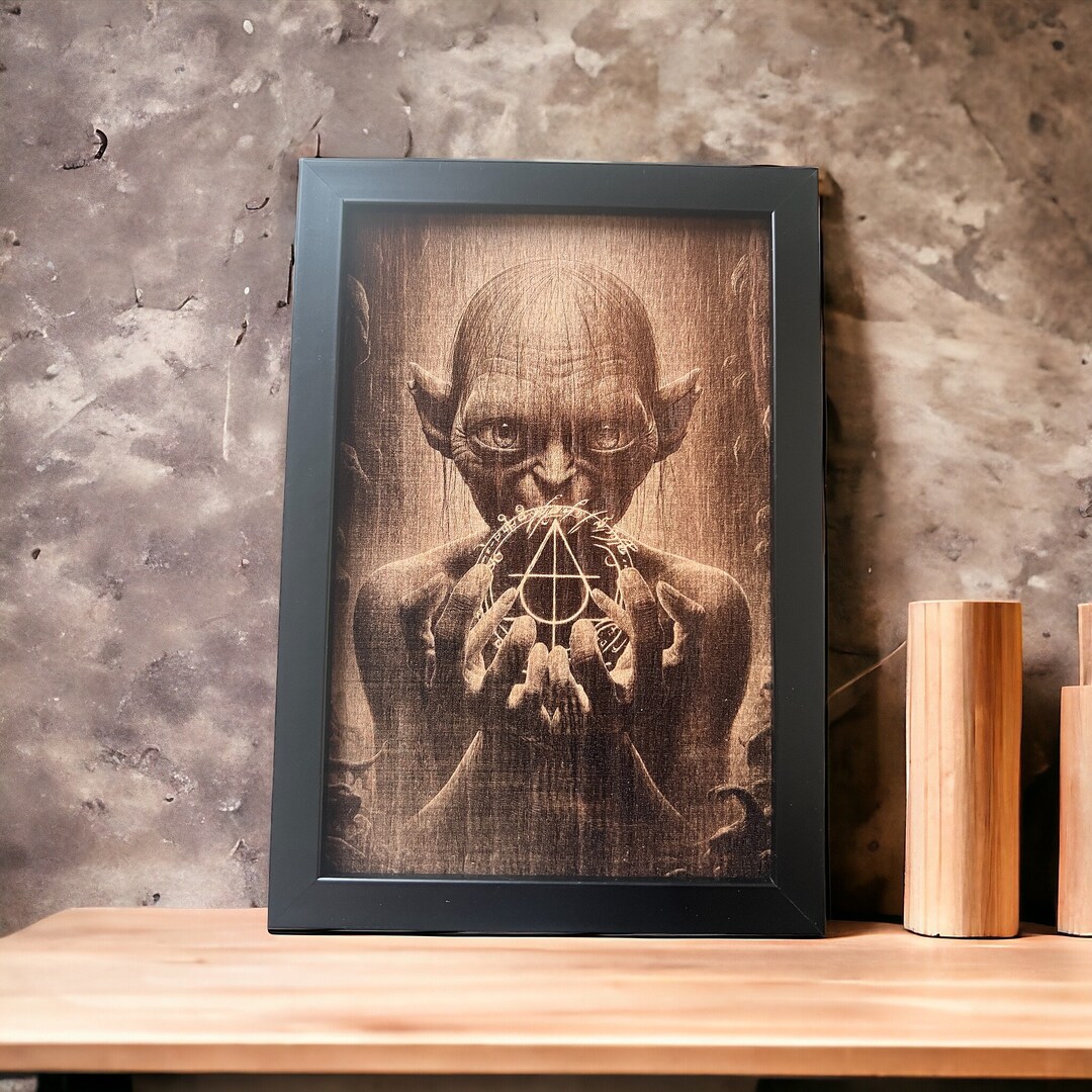 Table Engraving Gollum Tolkien Symbol the Lord of the Rings in Beech ...