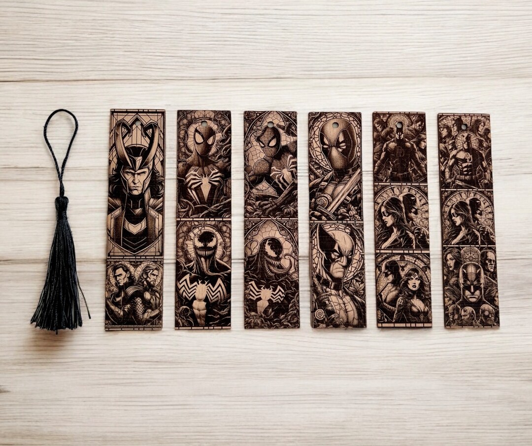 Wooden Bookmark Inspired by Characters From the Marvel Universe ...