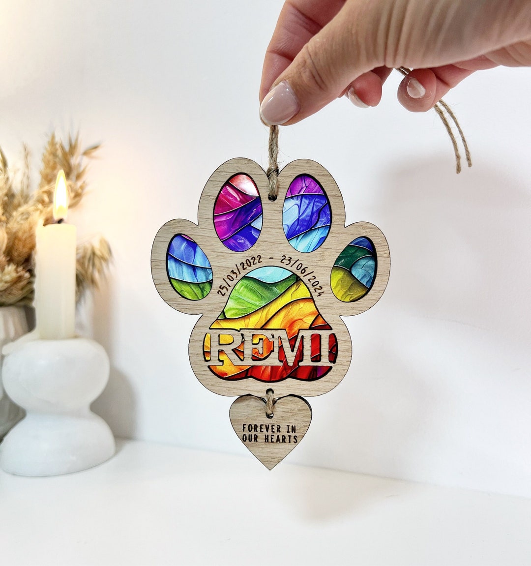 Dog Stained Glass Memorial Gift, Rainbow Bridge, Pet Sympathy Gift, Pet ...