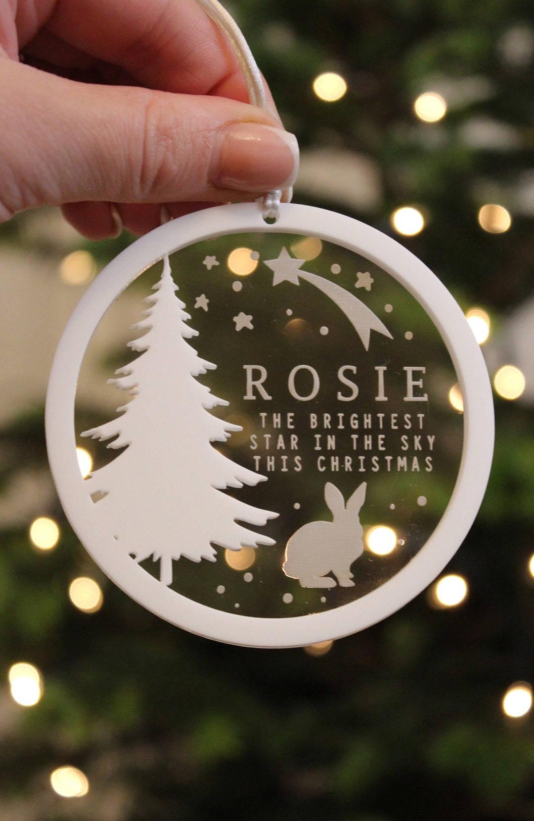 Christmas Bunny Memorial Ornament, Rabbit Christmas Bauble ...