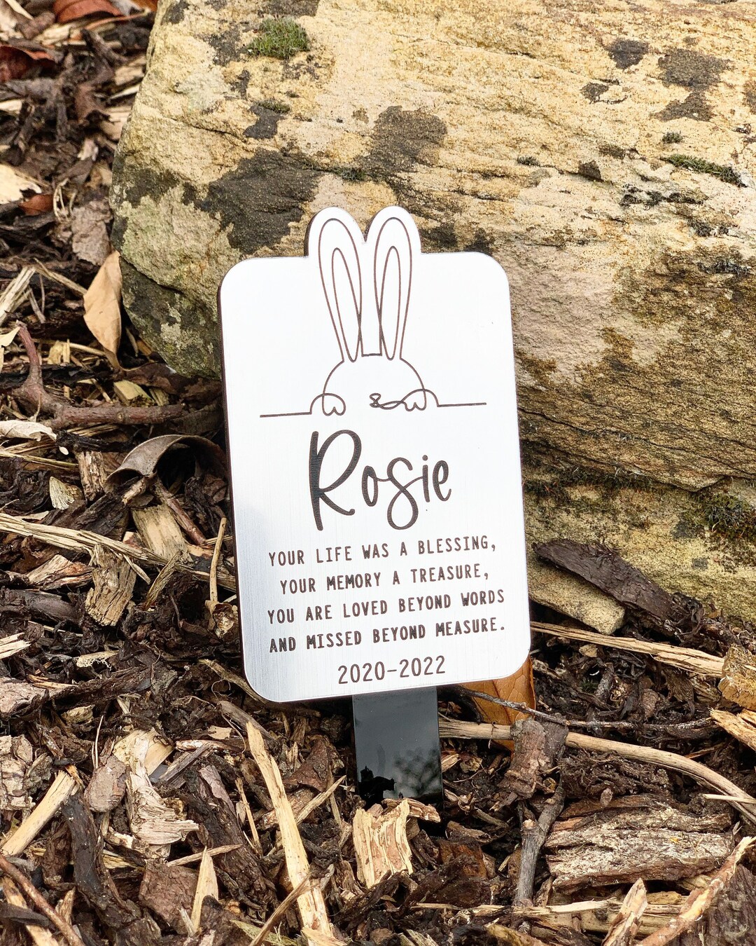 Rabbit Grave Marker Memorial, Rabbit Sympathy Gift, Silver or Gold ...