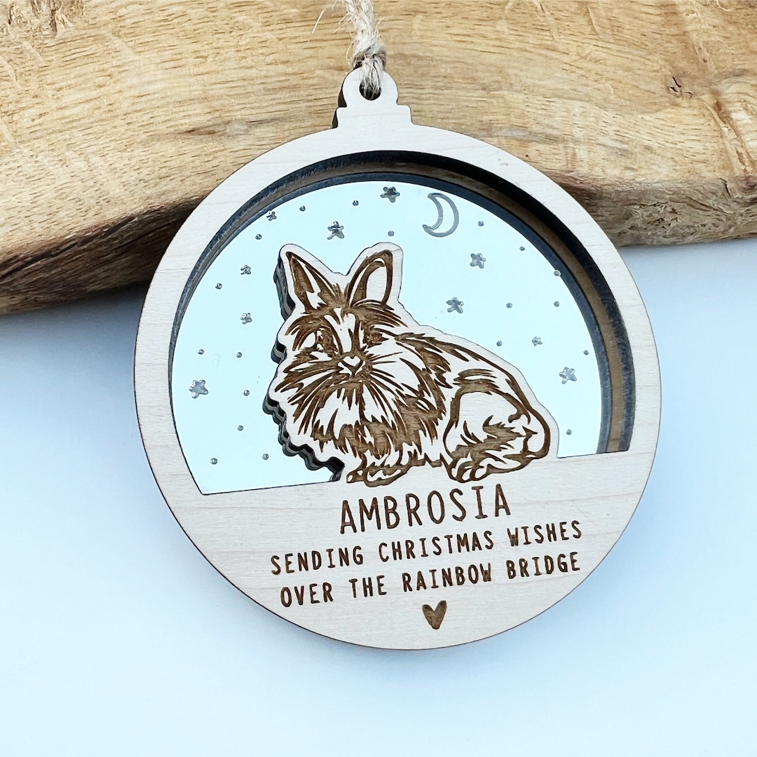 Christmas Lionhead Bunny Memorial Ornament, Rabbit Memorial Christmas ...