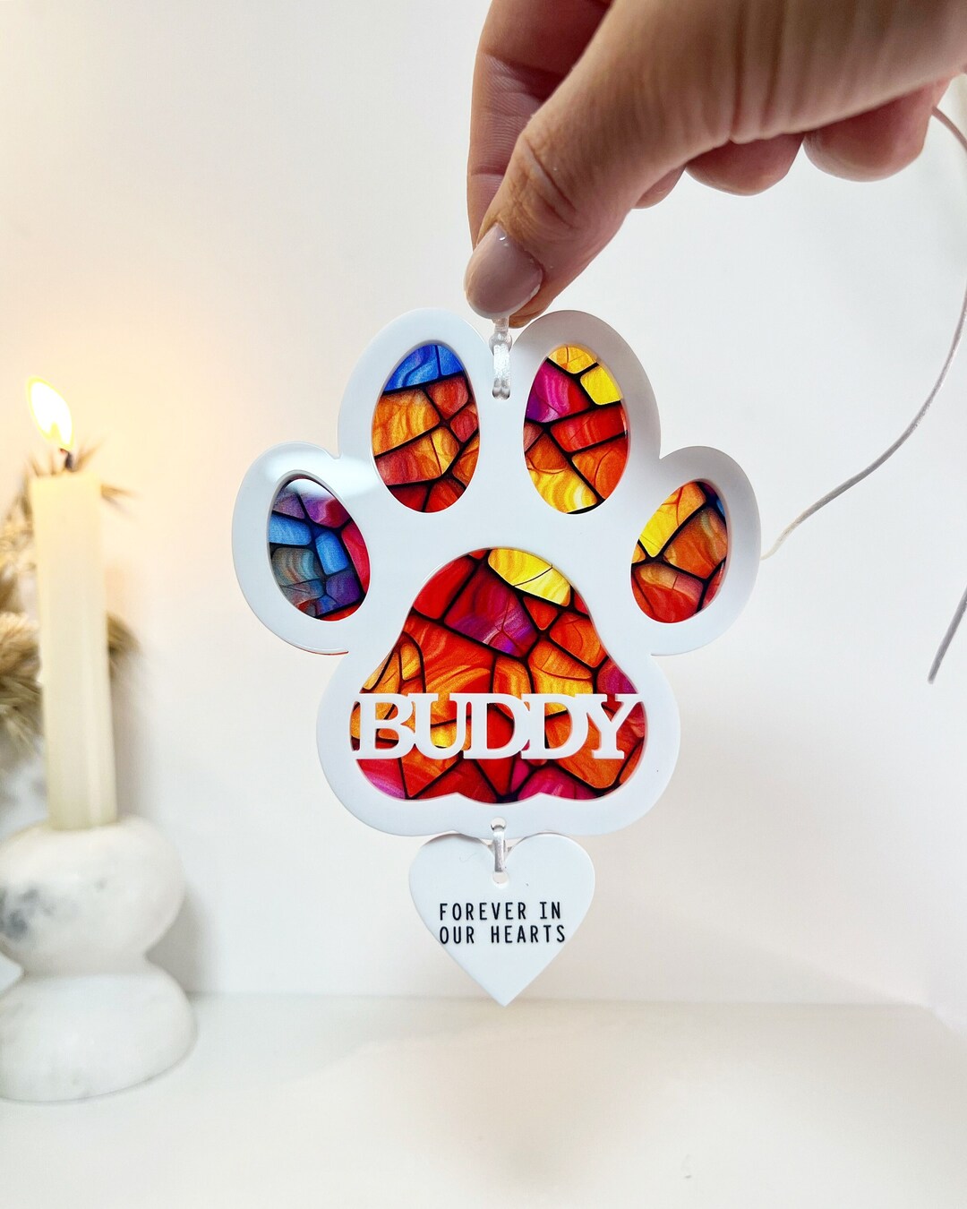 Dog Loss Sympathy Gift, Stained Glass Dog Memorial Plaque, Personalised ...