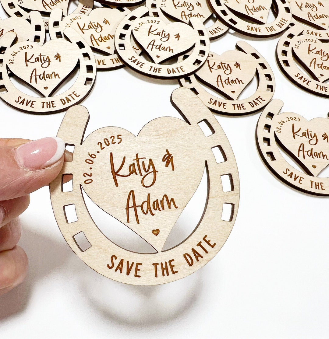 Horseshoe Save the Date, Horseshoe Wedding Invitation, Personalised ...