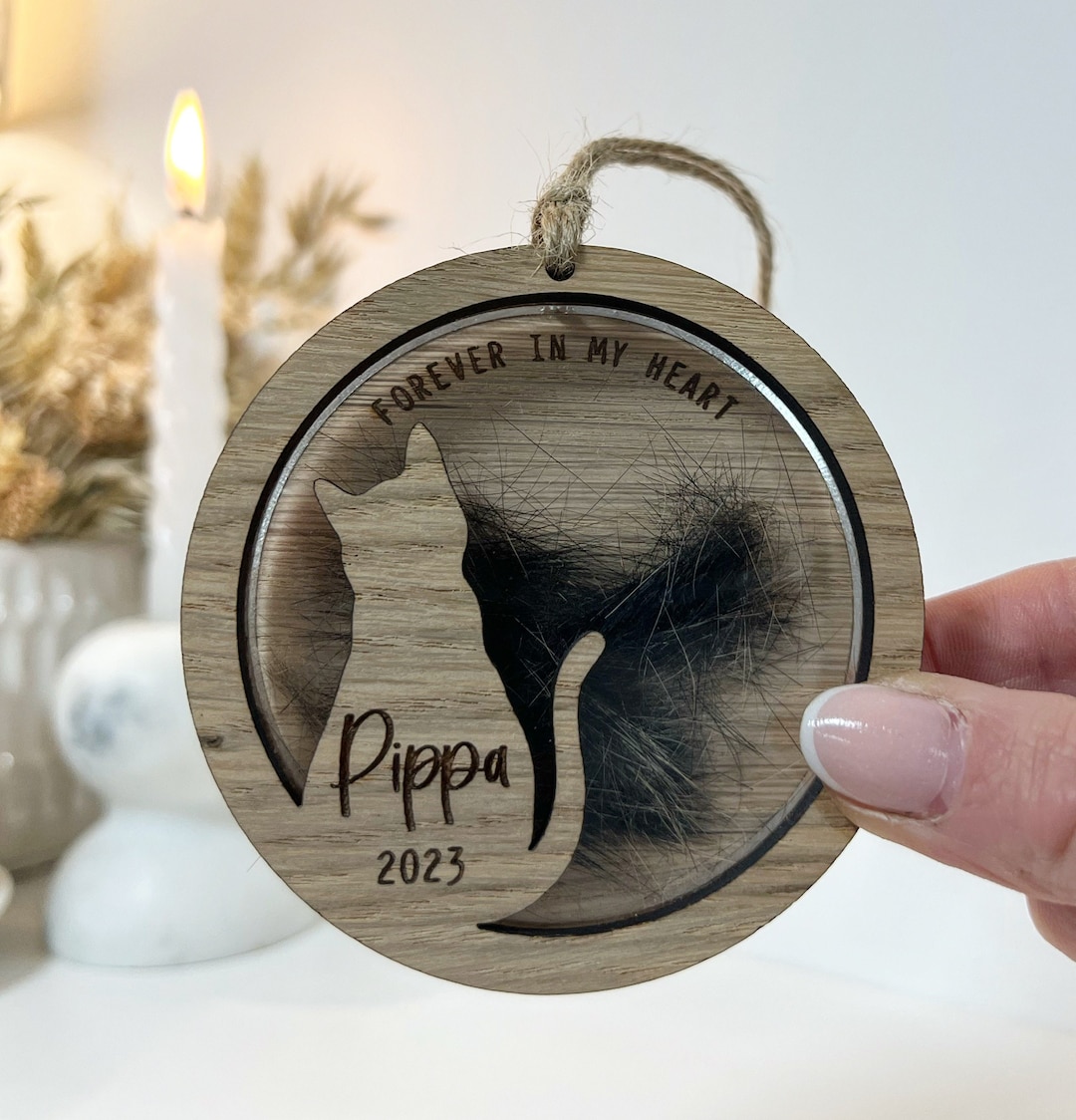Cat Fur or Ashes Memorial Ornament, Pet Fur Keepsake, Pet Loss Gift ...