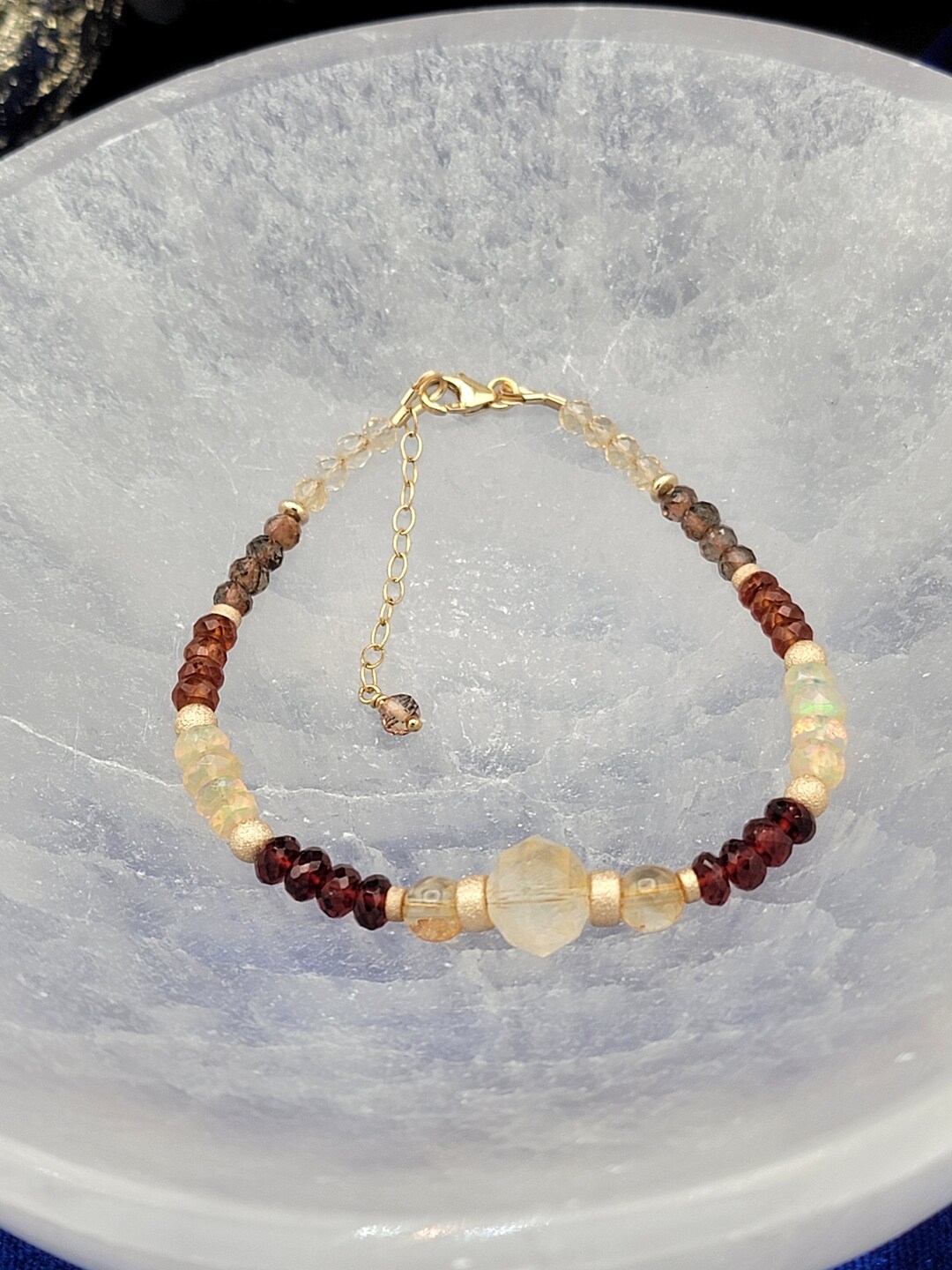 14k Gold-filled Multi-gemstone Fall Vibes Adjustable Bracelet.garent ...
