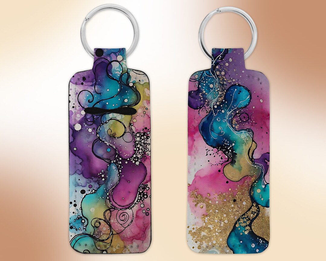 Pink & Purple Marble Chapstick / Lip Balm Keychain - Etsy