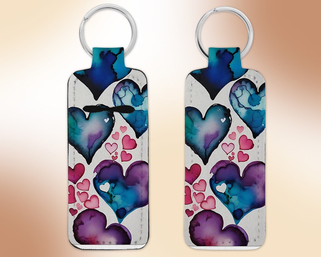 Hearts Inky Purple & Blue Chapstick / Lip Balm Keychain - Etsy
