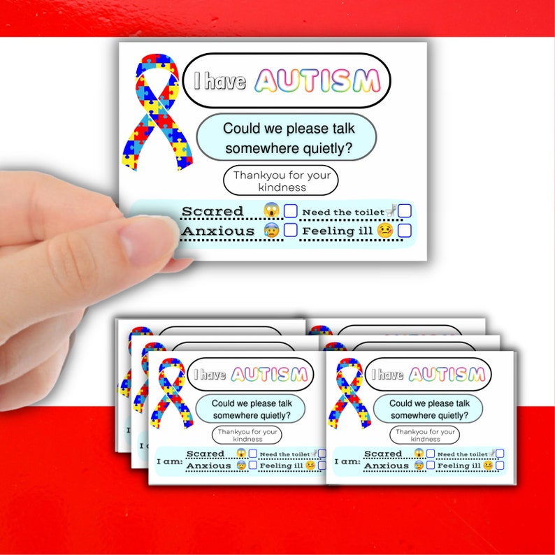 Autism Card, Autism Help Cards, Non-verbal Tools, Autistic Gift ...