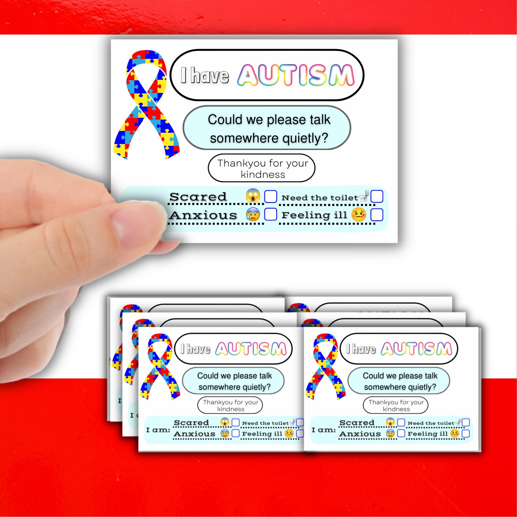 Autism Card, Autism Help Cards, Non-verbal Tools, Autistic Gift ...