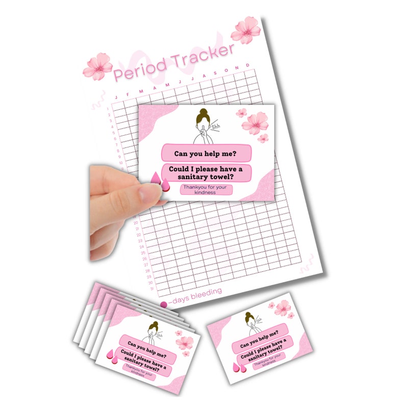 Printable Period Tracker, Period Help Cards, First Period Gift, Period ...