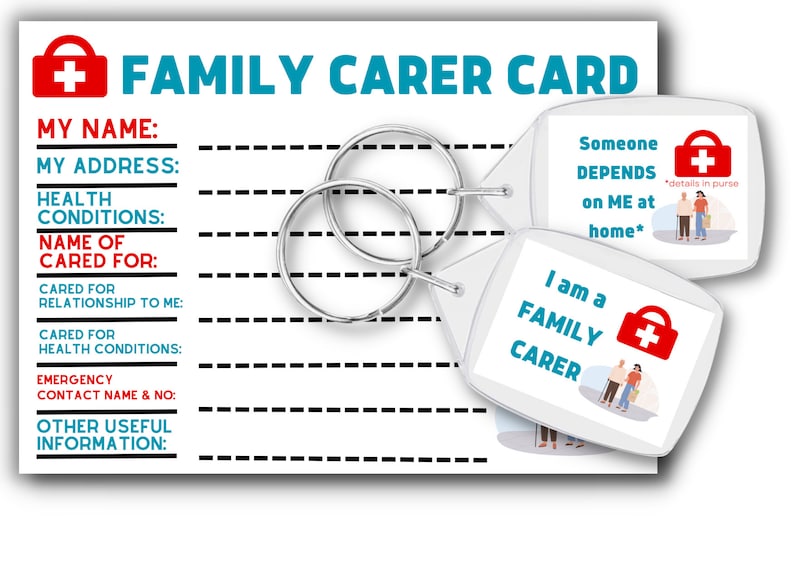 Emergency Card, Family Carer Emergency Card, Family Carer Keyring ...