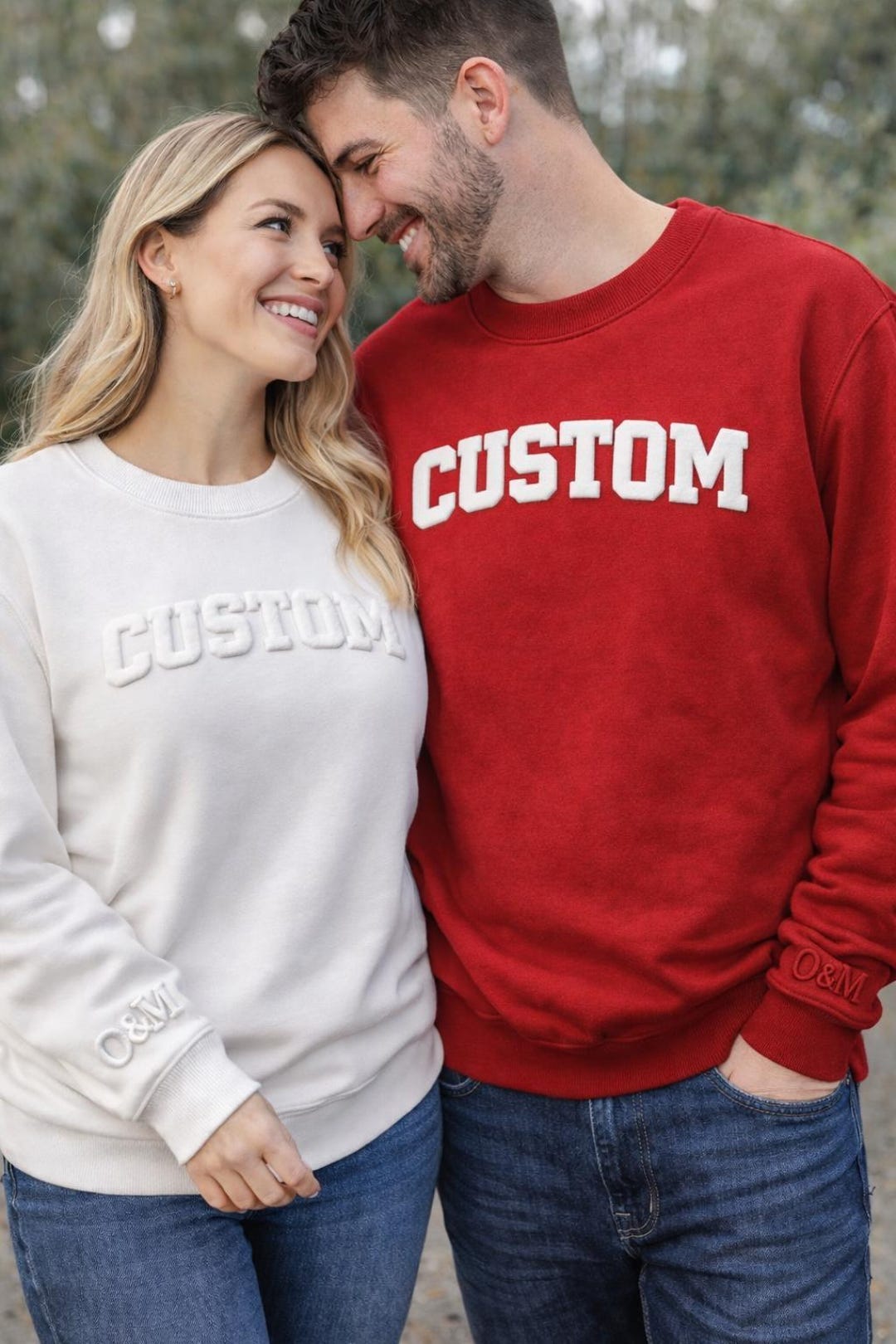 Custom Puff Print Matching Couple Sweatshirts Personalized With Names ...