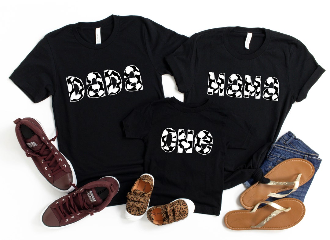 Custom Cow Print Family Matching Shirt: Mama, Dada, One - Etsy