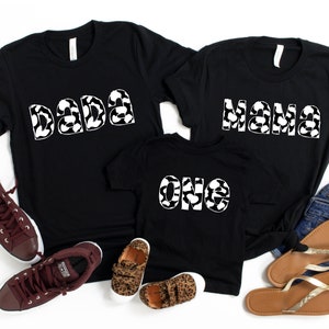 Custom Cow Print Family Matching Shirt: Mama, Dada, One - Etsy