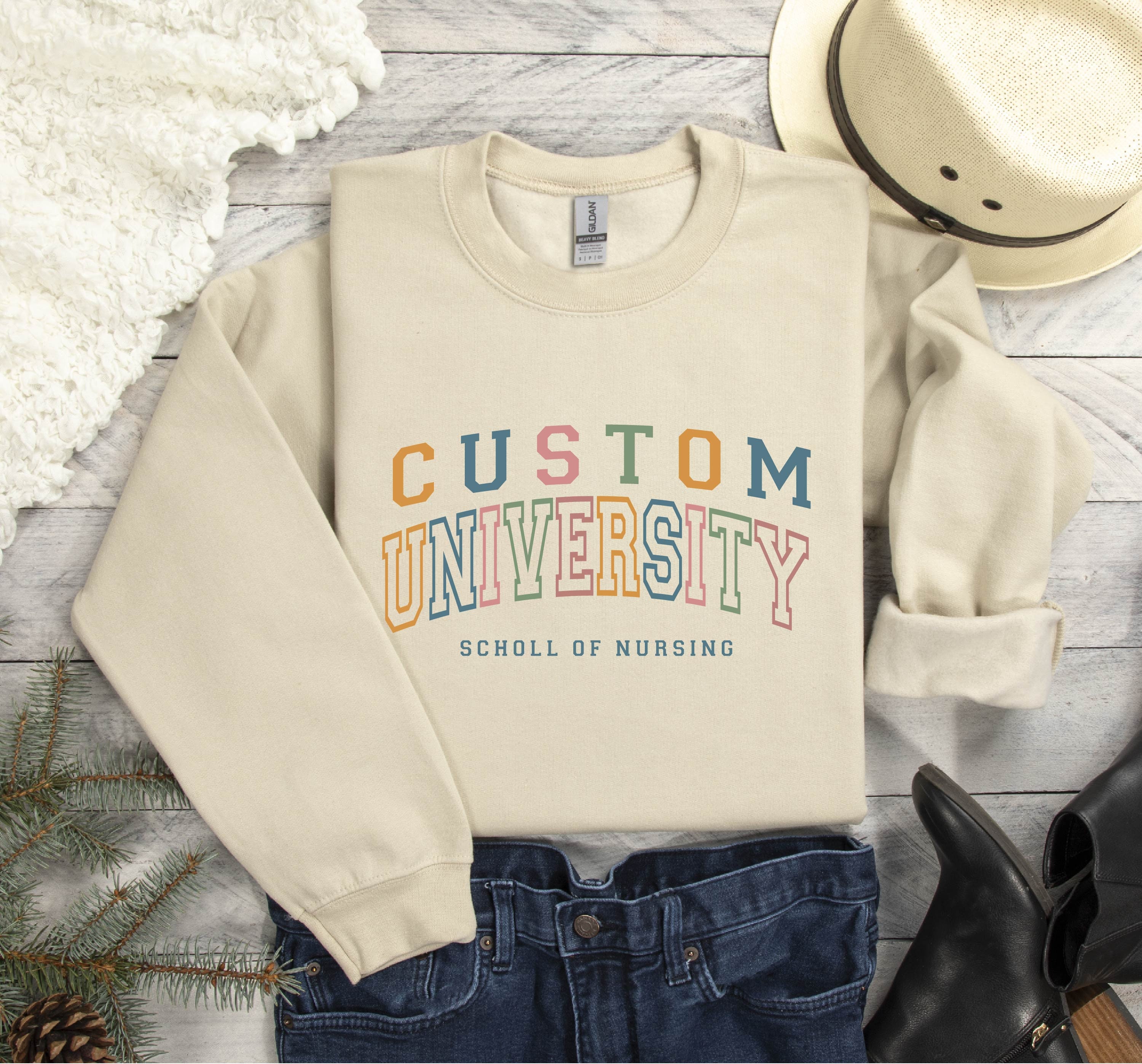 Custom University School of Nursing Sweatshirt: Personalized Nurse Gift ...