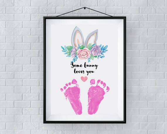 Easter Footprint Art Some Bunny Loves You Easter Feet Baby - Etsy