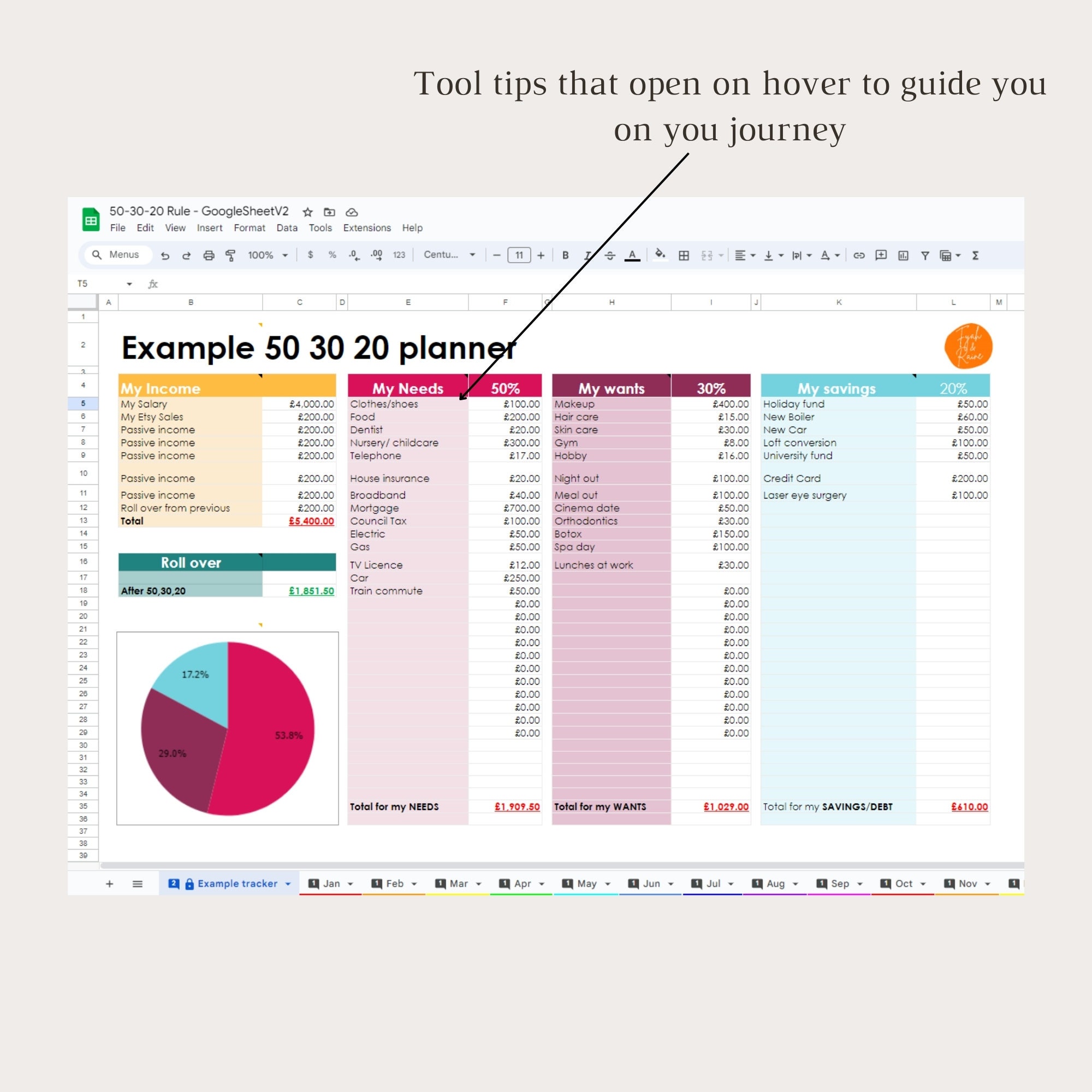 50-30-20 Spreadsheet, Monthly Budget Google/excel Template, Finances ...