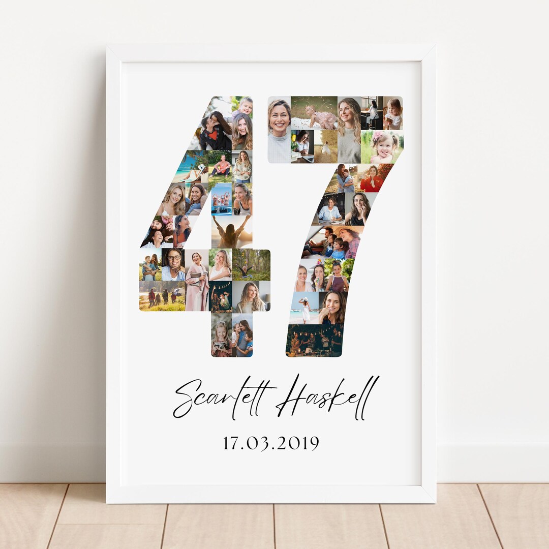 47th Birthday Photo Collage Template | Canva Editable | Printable Gift ...
