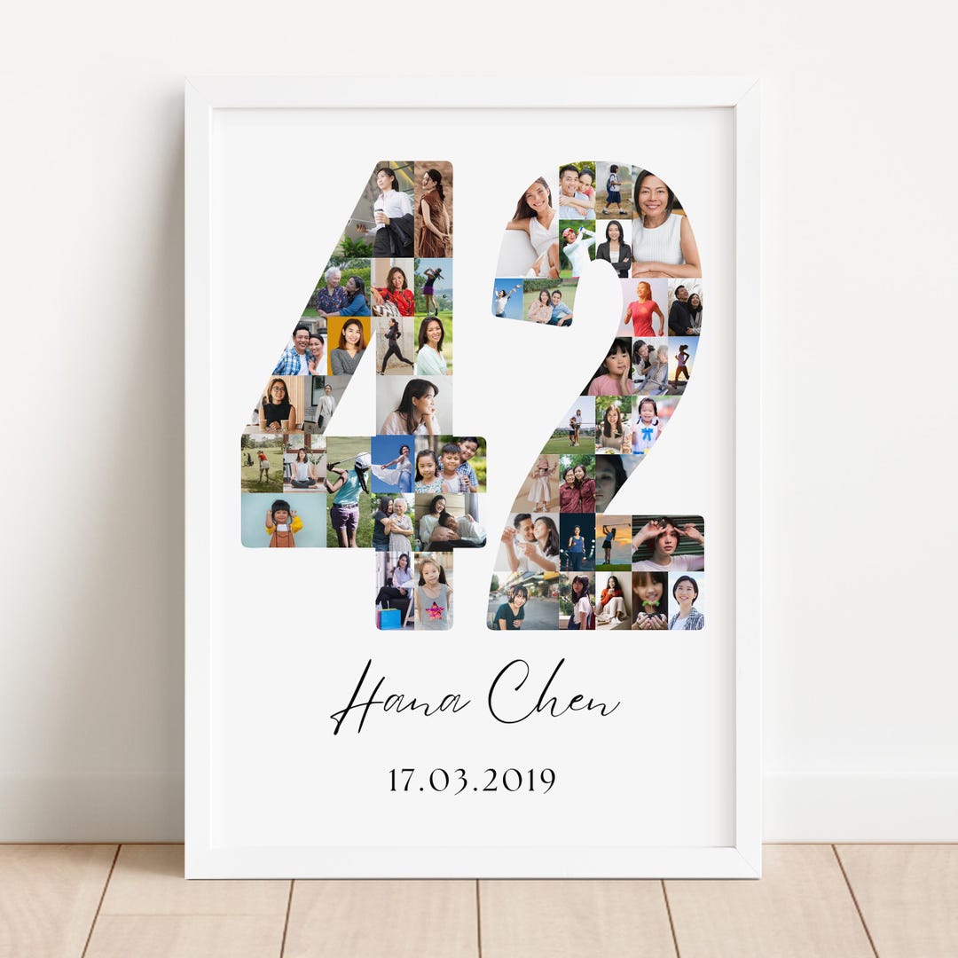 42nd Birthday Photo Collage Template | Canva Editable | Printable Gift ...
