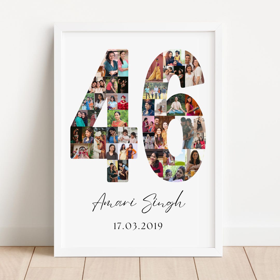 46th Birthday Photo Collage Template | Canva Editable | Printable Gift ...