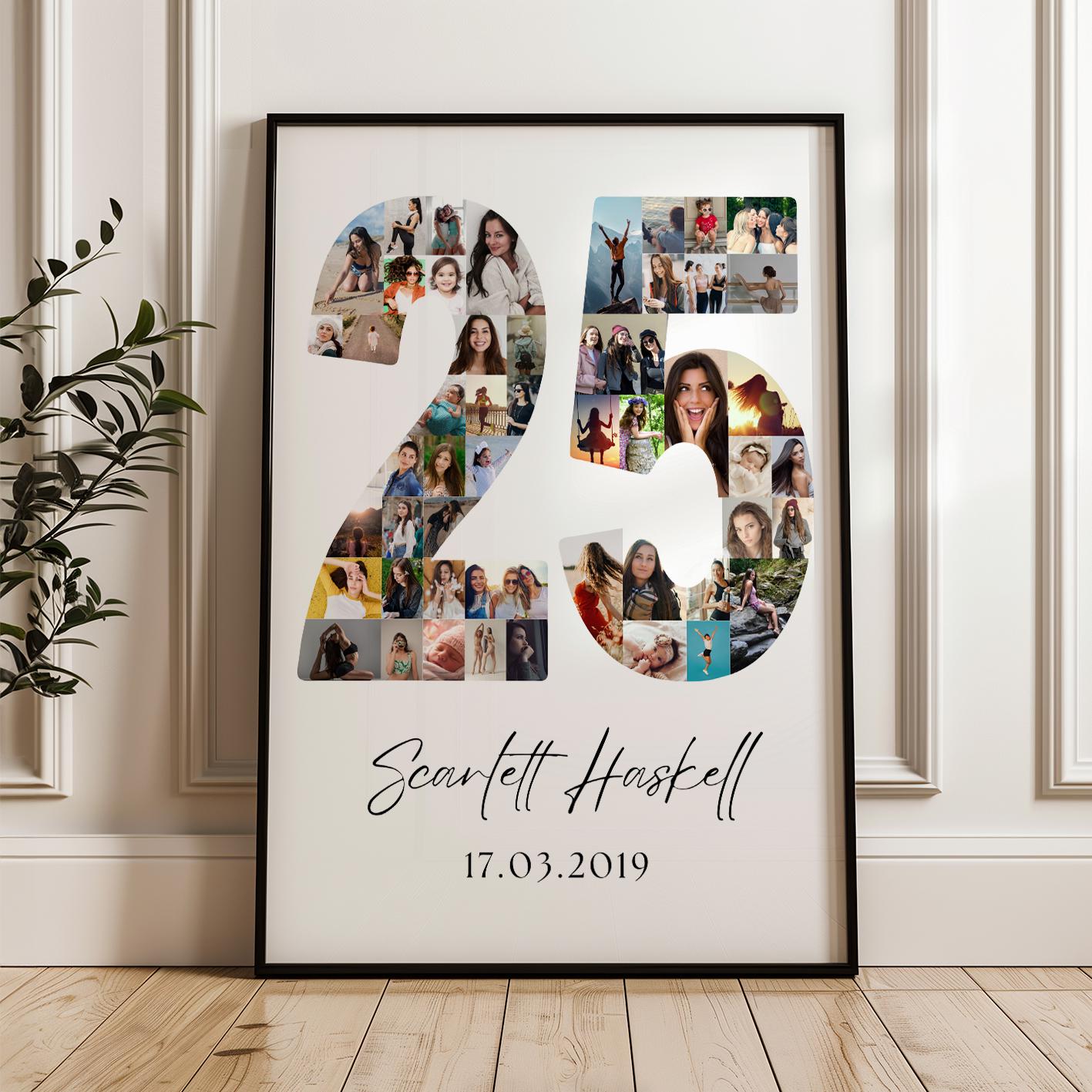 25th Birthday Photo Collage Template | Canva Editable | Printable Gift ...