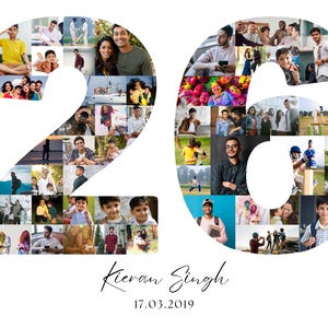 26th Birthday Photo Collage Template | Canva Editable | Printable Gift ...