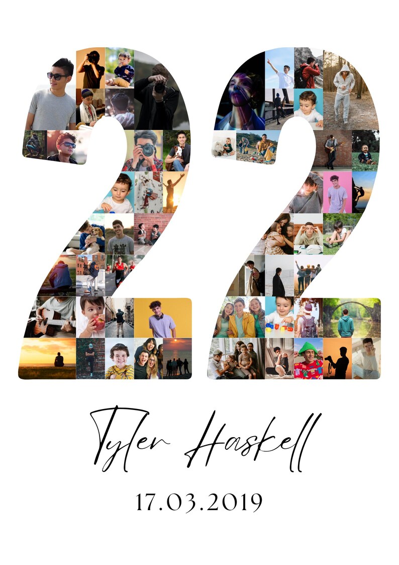 22nd Birthday Photo Collage Template | Canva Editable | Printable Gift ...
