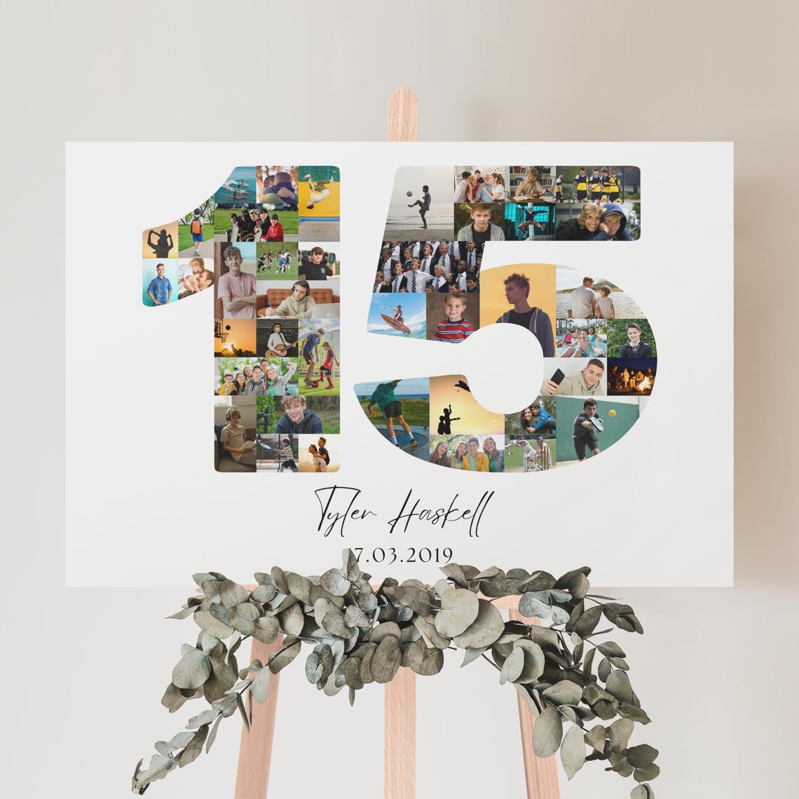 15th Birthday Photo Collage Template | Canva Editable | Printable Gift ...