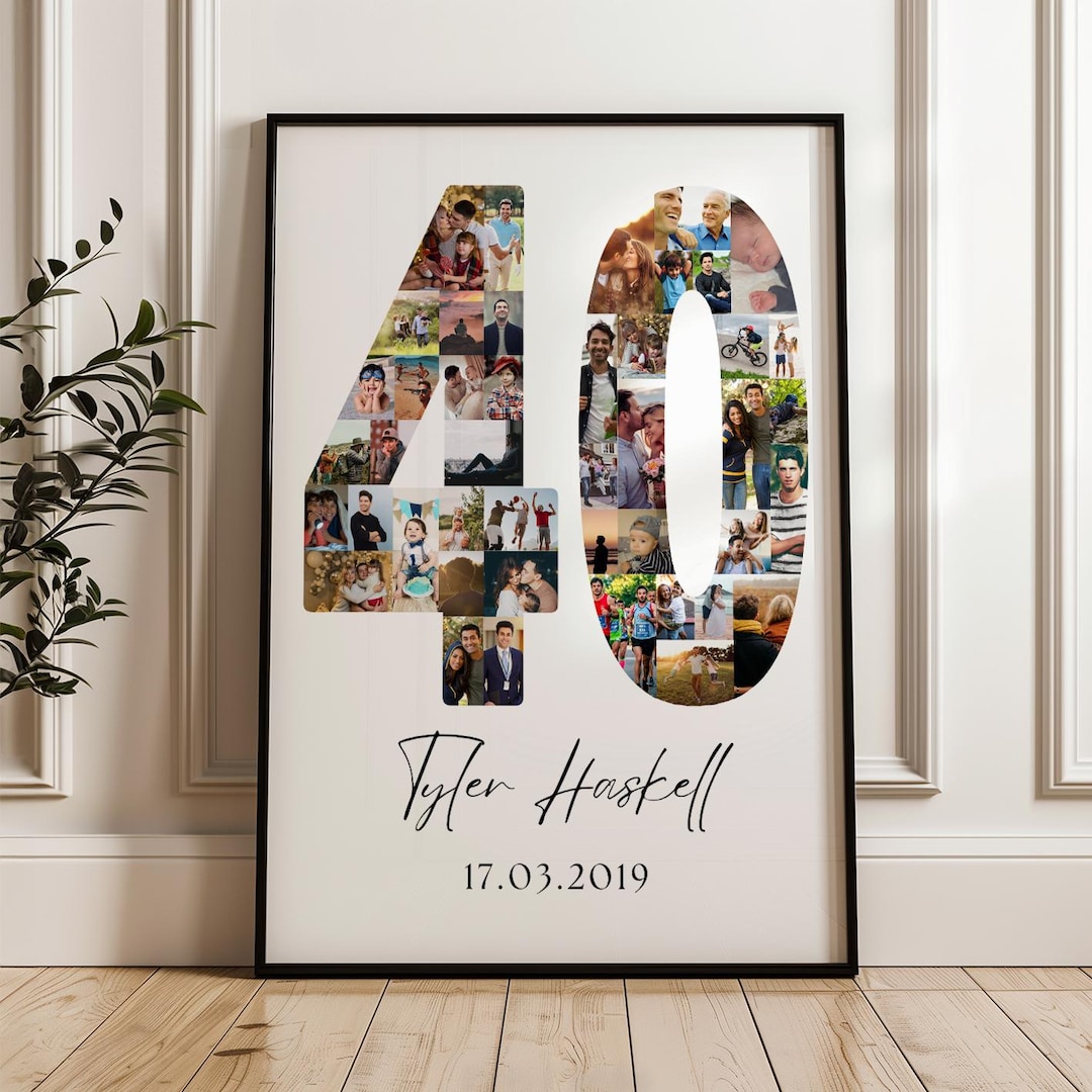 40th Birthday Photo Collage Template | Canva Editable | Printable Gift ...