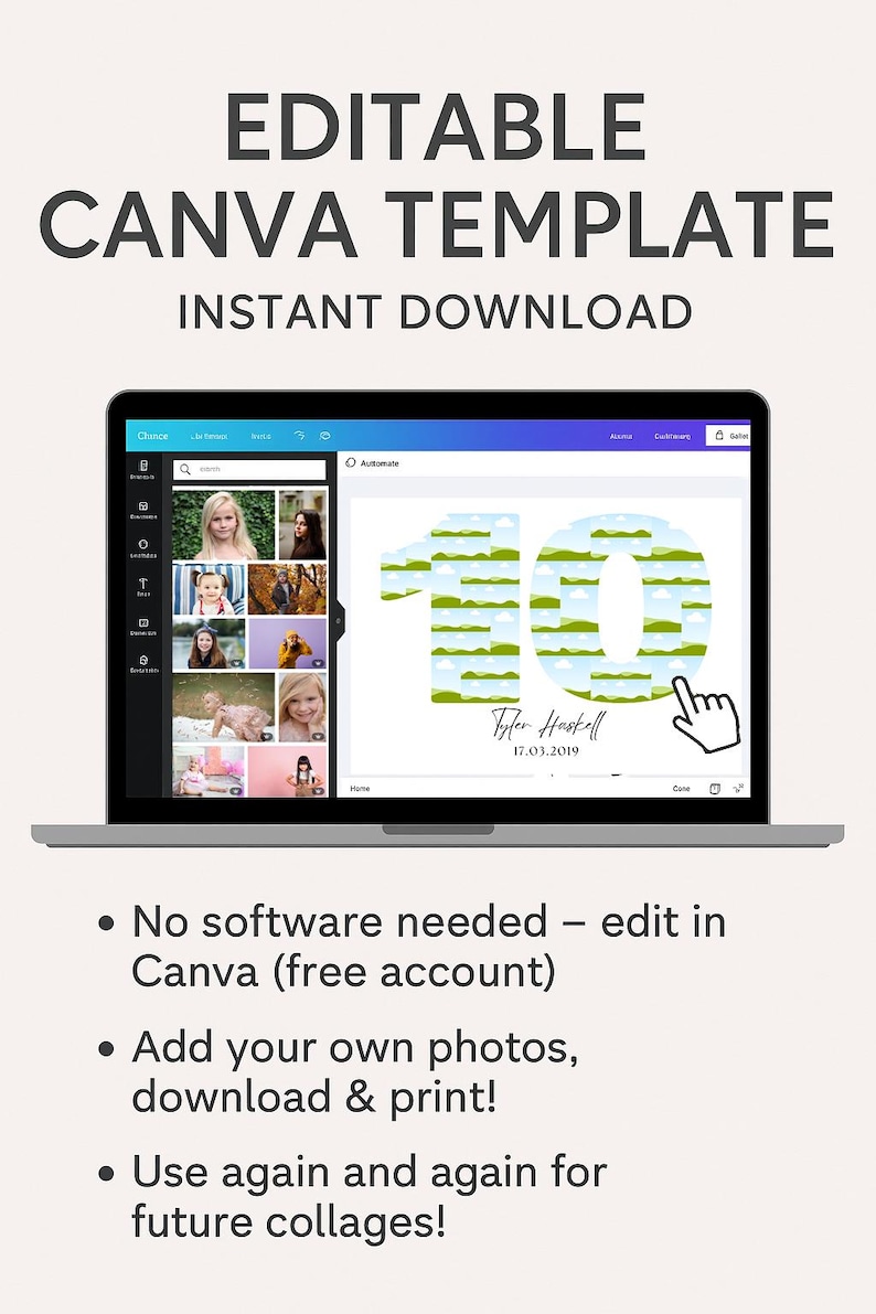 96th Birthday Photo Collage Template | Canva Editable | Printable Gift ...
