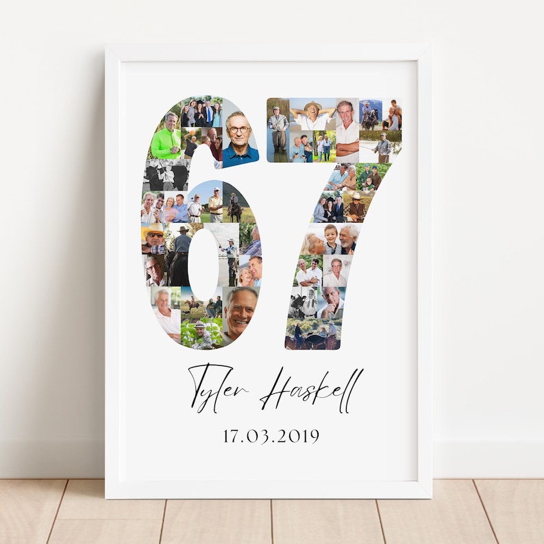 67th Birthday Photo Collage Template | Canva Editable | Printable Gift ...