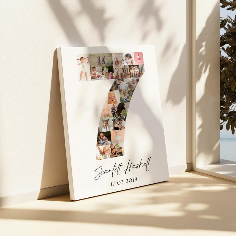 7th Birthday Photo Collage Template | Canva Editable | Printable Gift ...