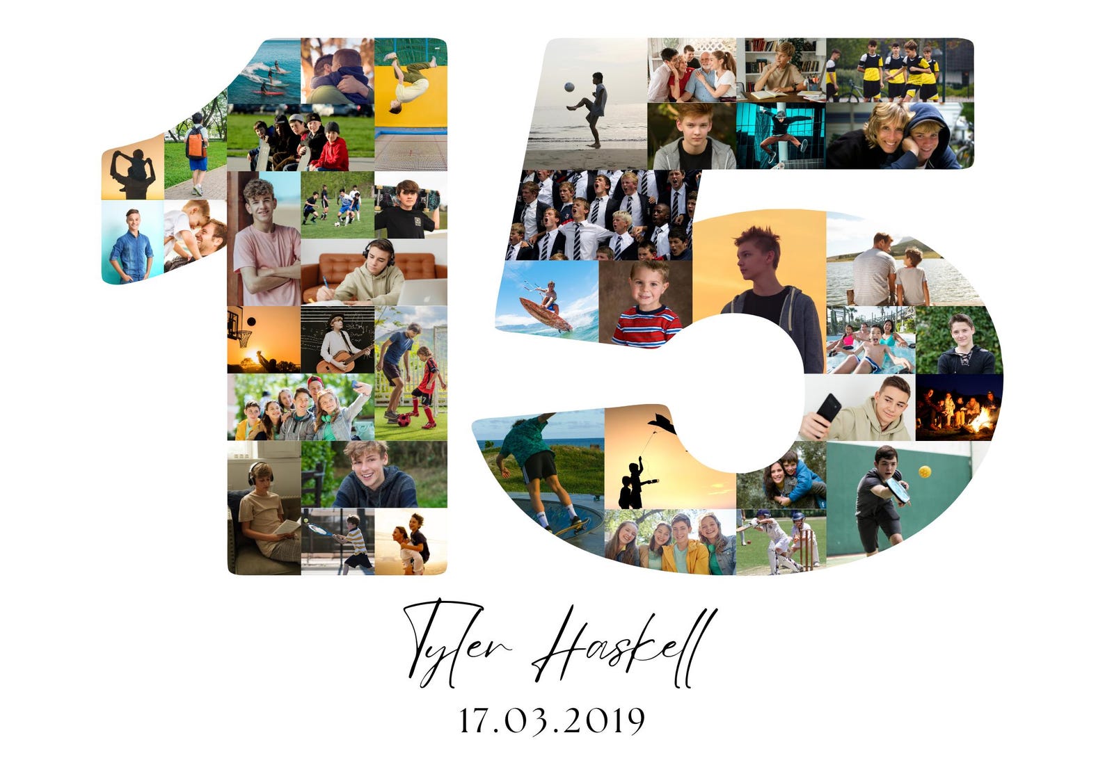 15th Birthday Photo Collage Template | Canva Editable | Printable Gift ...