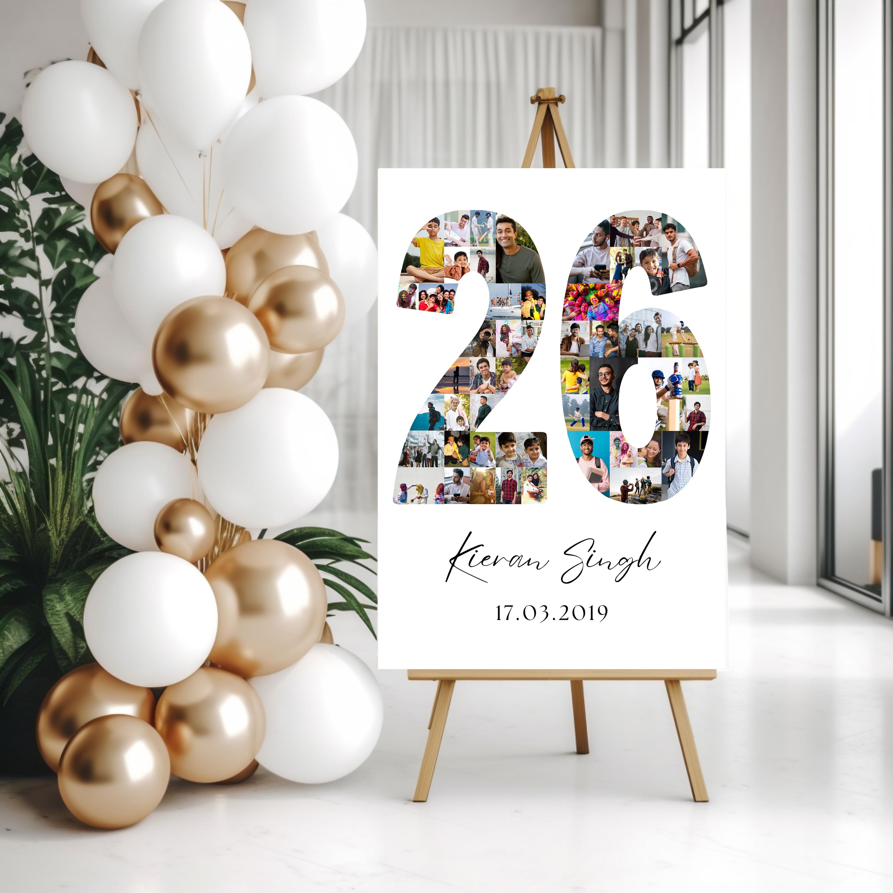 26th Birthday Photo Collage Template | Canva Editable | Printable Gift ...