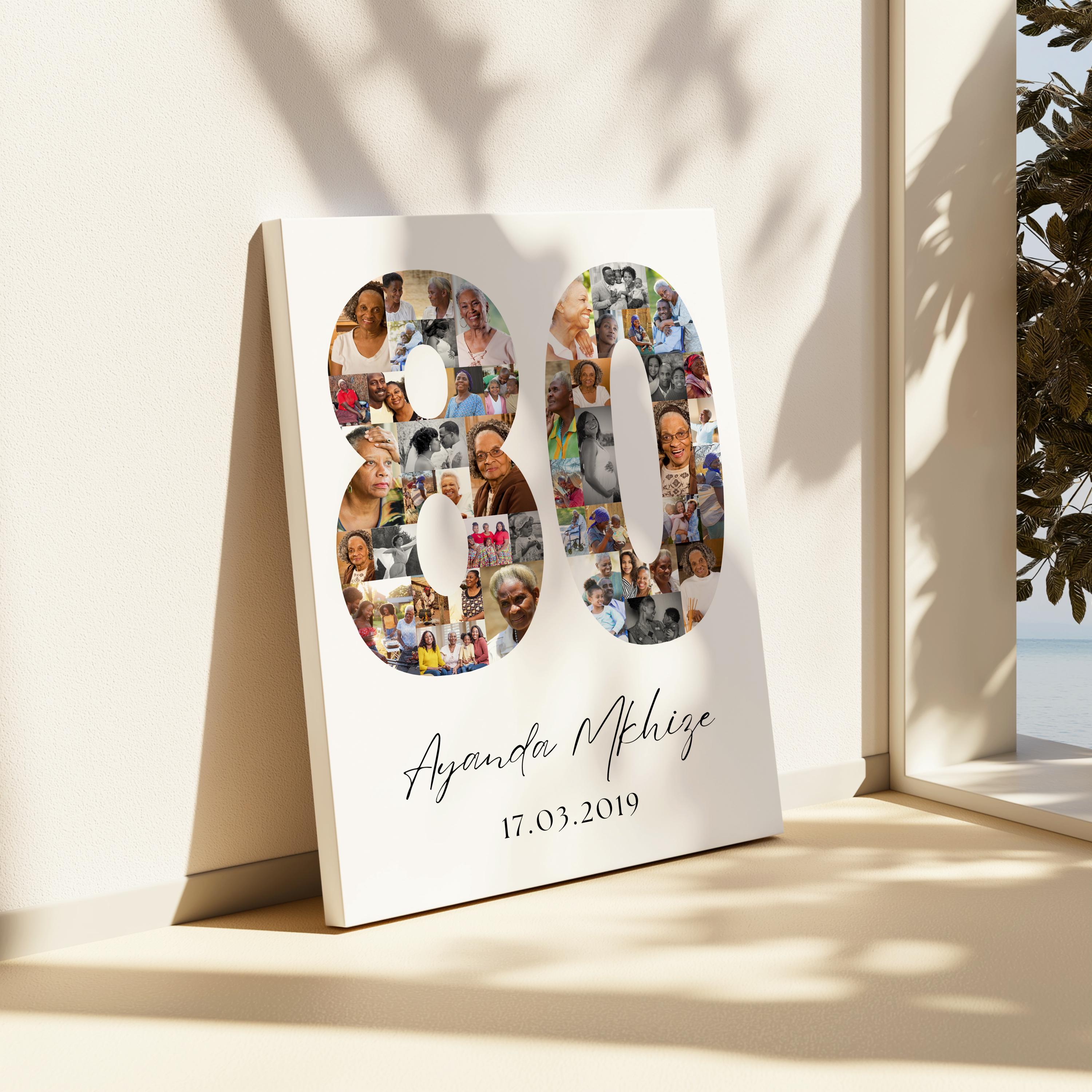 80th Birthday Photo Collage Template | Canva Editable | Printable Gift ...