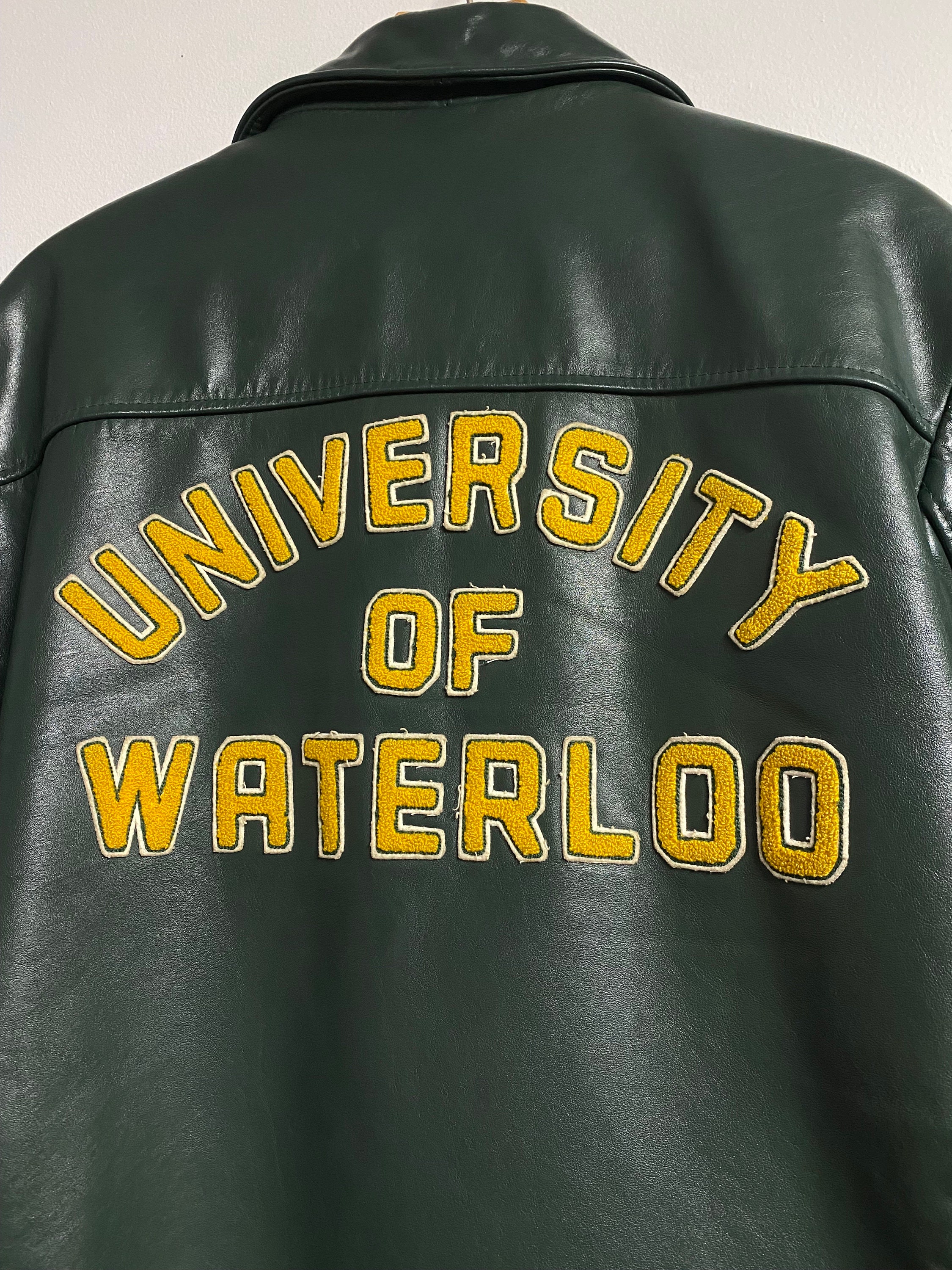 Vintage 80s University of Waterloo Letterman Varsity Leather Jacket - Etsy