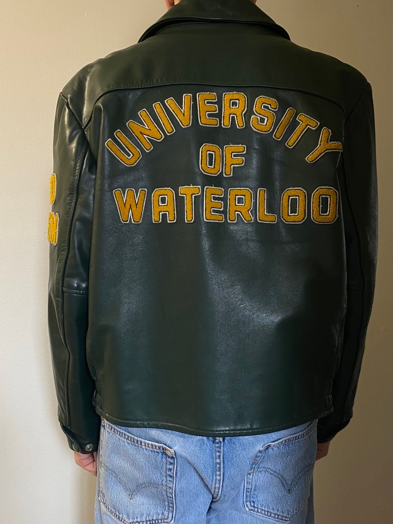 Vintage 80s University of Waterloo Letterman Varsity Leather Jacket - Etsy