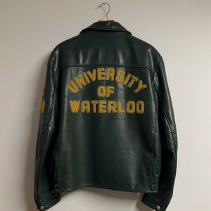 Vintage 80s University of Waterloo Letterman Varsity Leather Jacket - Etsy