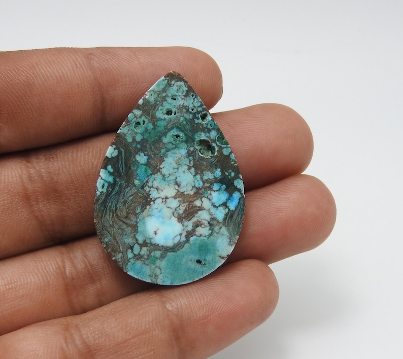 Magnesite Pear Turquoise Cabochon: 38.00 Cts Designer Gemstone (25x36x4 ...
