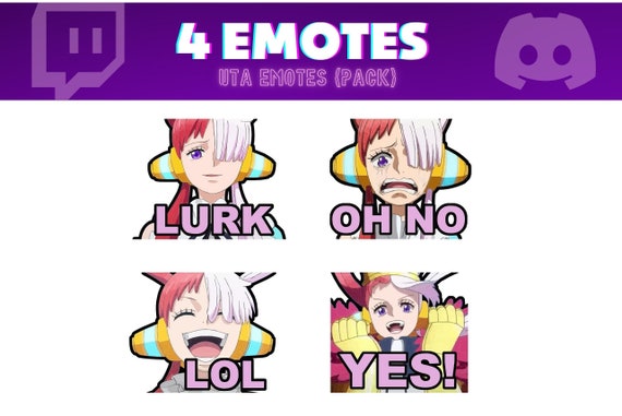 Pack 4 Uta Emotes One Piece Red Twitch Discord Youtube - Etsy